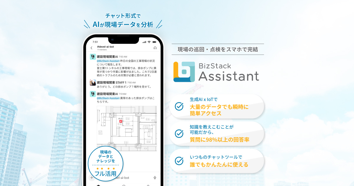 現場データを自動で分析するAIチャットツール BizStack Assistant｜IoTスタートアップMODE（モード）｜現場DXを加速させるIoTソリューション
